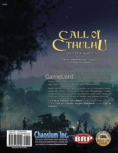 Call of Cthulhu RPG: 7th Edition - Keeper Screen Pack GameLord